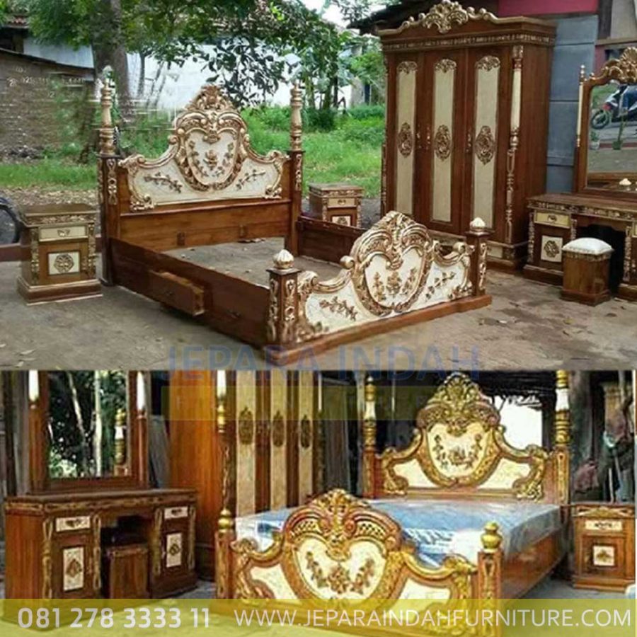 Kamar Mewah Mengunakan Ranjang Kamar Angola Set Lengkap Kayu Jati